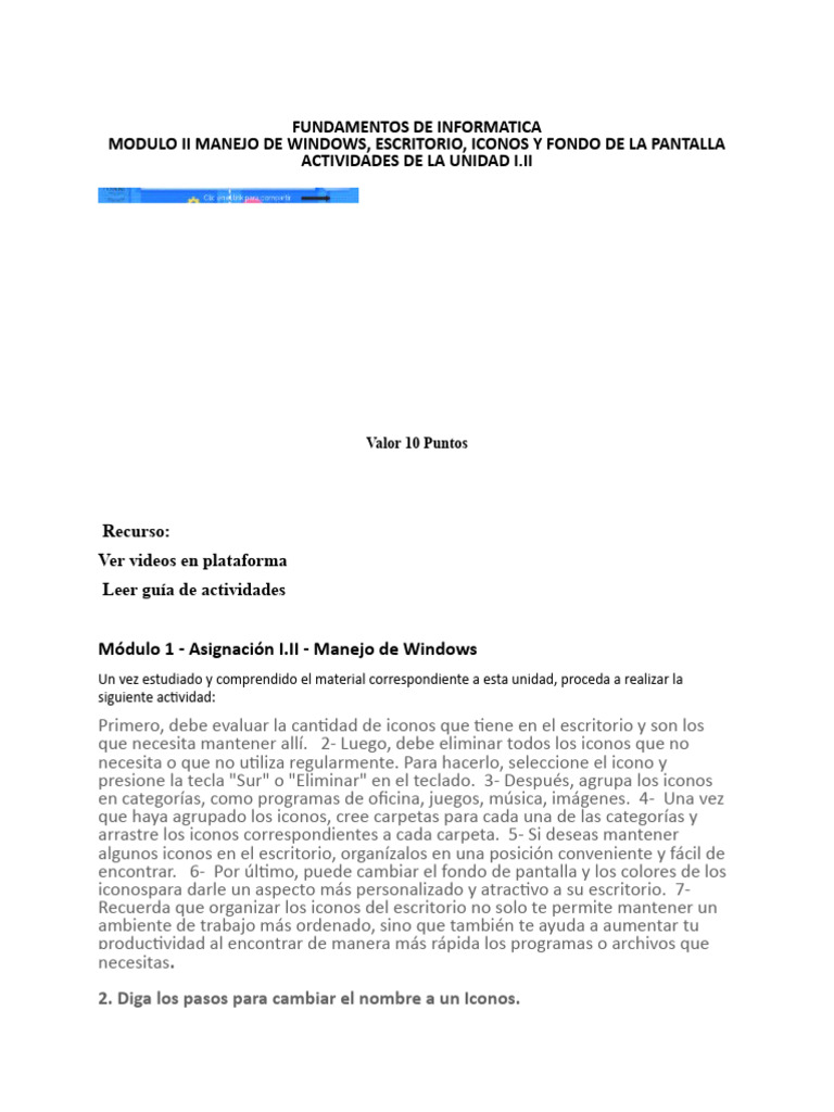 ACTIVIDADES DE LA UNIDAD I.II Fundamentos de la informatica | PDF | Archivo de computadora ...