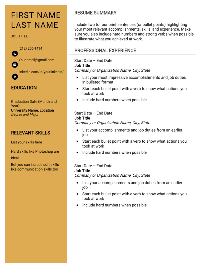 Blank Resume Template Clean | PDF