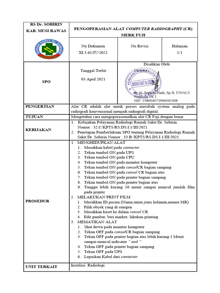 SOP Pengoperasian Alat | PDF