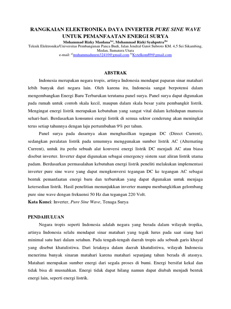Inverter Pure Sine Wave untuk Energi Surya | PDF