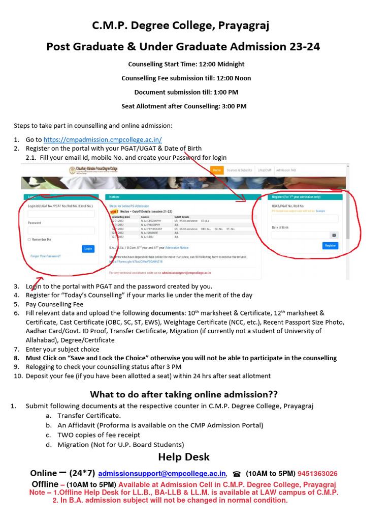CMP Degree College Admission Guide 2023 | PDF | Bachelor Of Arts