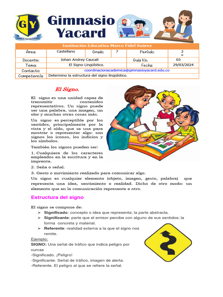 Guia 8 El SIGNO LINGUISTICO 8° CASTELLANO MELIDA | PDF | Semiótica | Lingüística