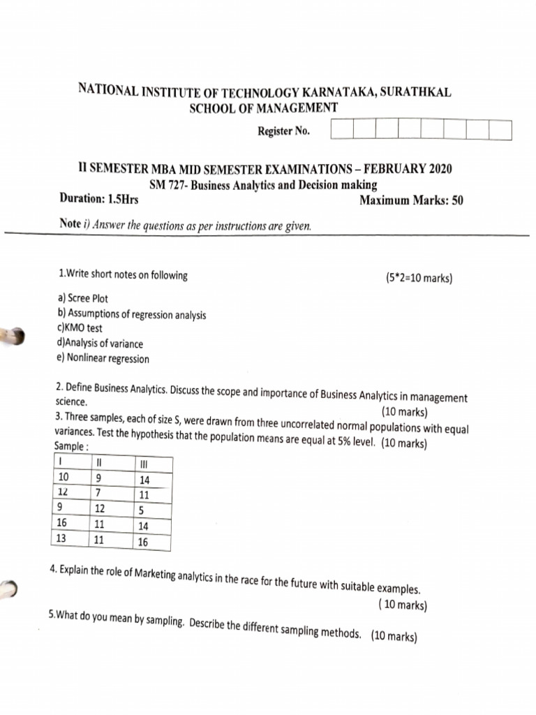 Old Paper 2020 19 MBA 2nd Sem | PDF
