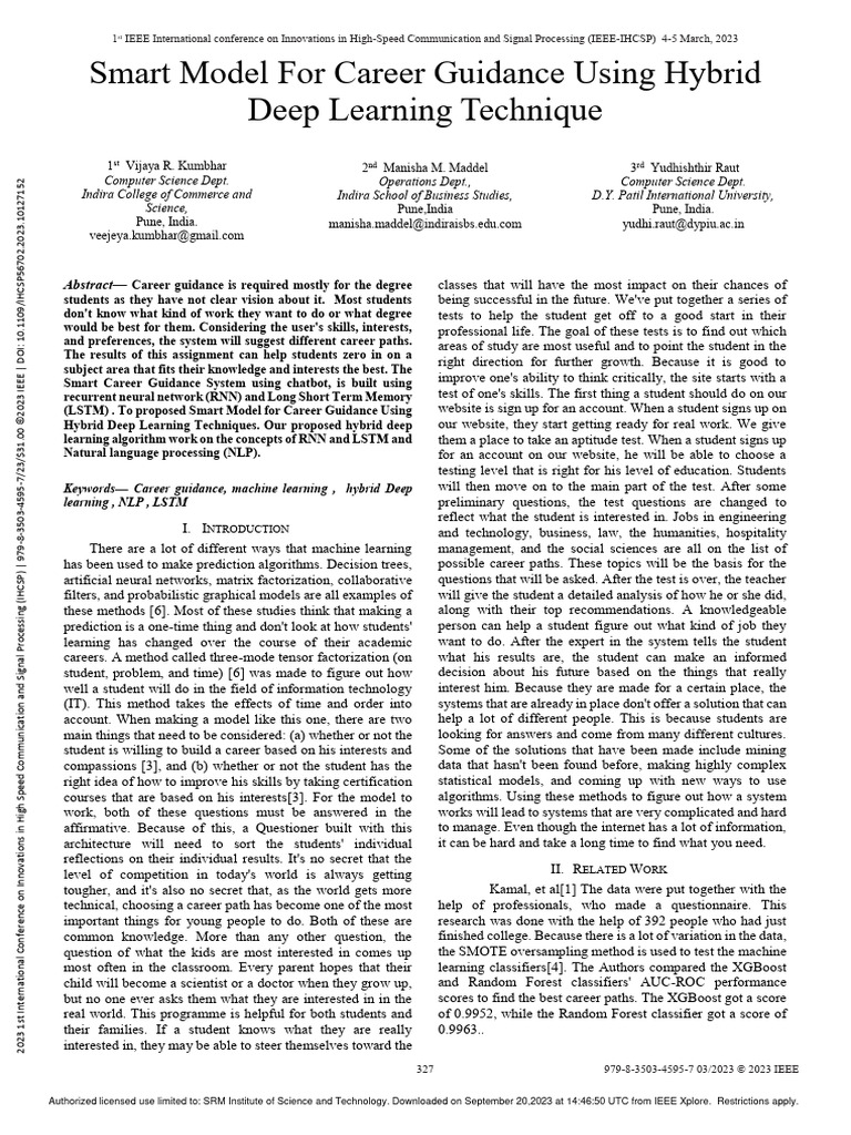 Smart Career Guidance Using Deep Learning | PDF | Machine Learning ...