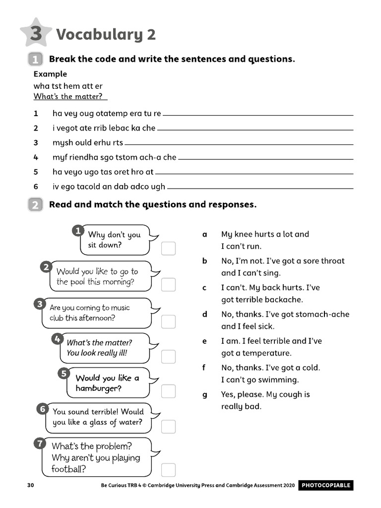 Be Curious 4 - Vocabulary Worksheet - Unit 3 - 2 | PDF