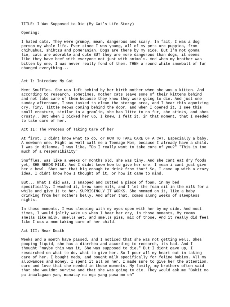 TITLE I Was Supposed To Die (My Cat | PDF | Domesticated Animals