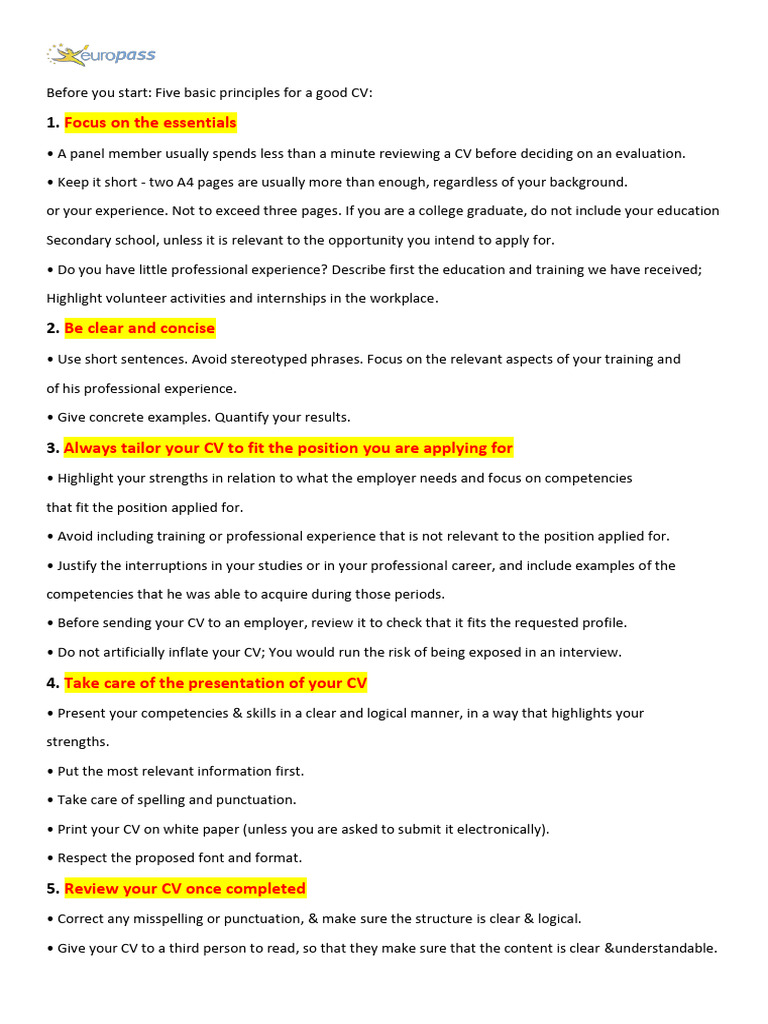 Essential CV Writing Tips | PDF | Experience | Human Resources