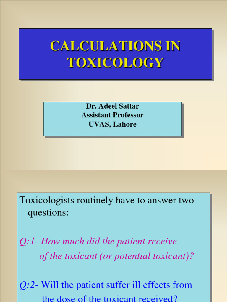 Calculations in Toxicology | PDF