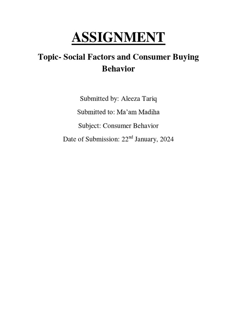 Assignment Cb Pdf Consumer Behaviour Behavior 2501