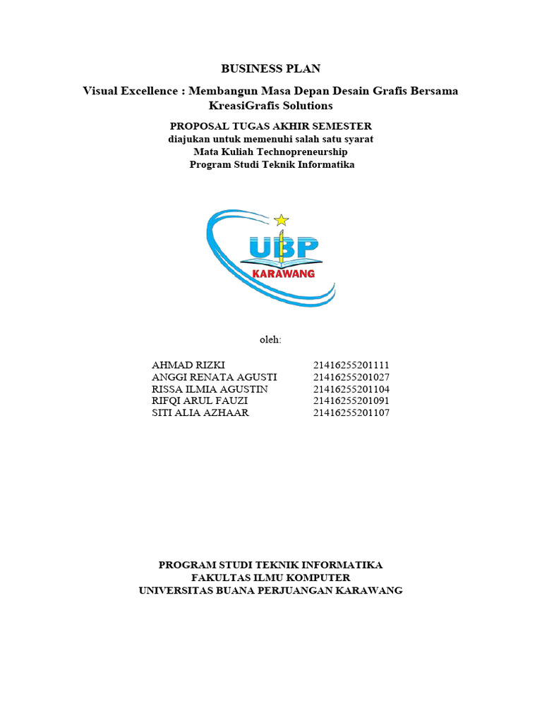 Proposal Business Plan Technopreneurship | PDF