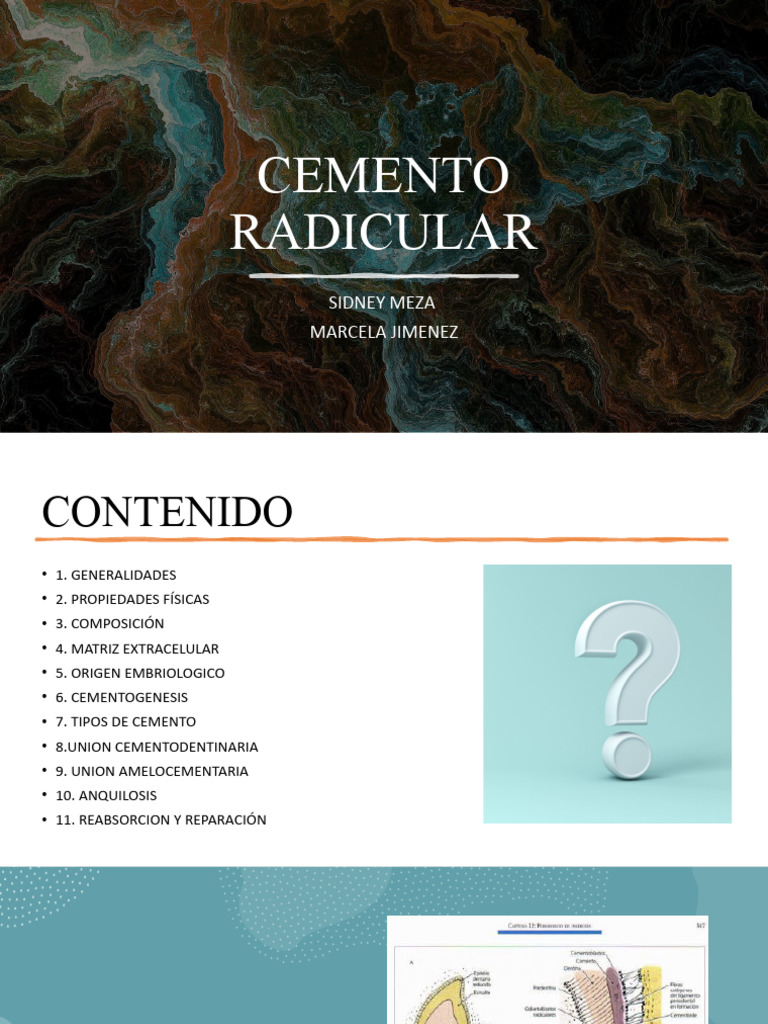 Propiedades y Tipos de Cemento Radicular | PDF | Esmalte de dientes ...