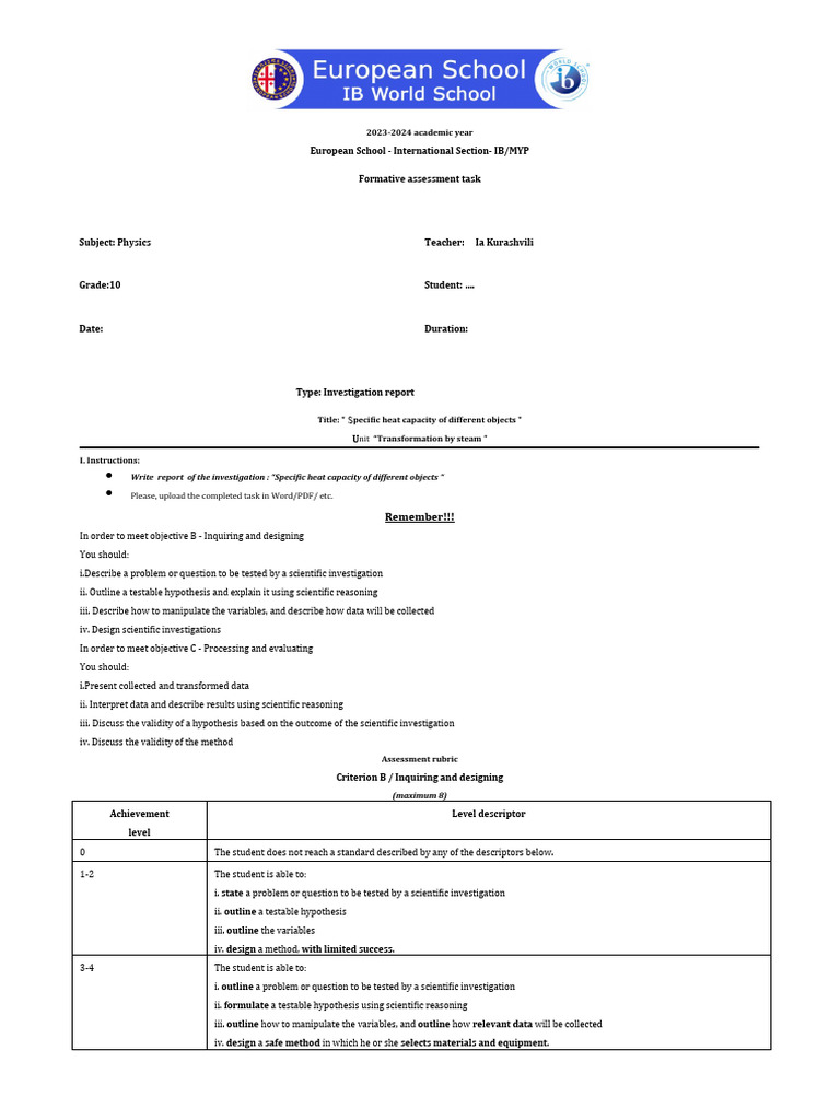 Investigation Report 2 | PDF | Scientific Method | Validity (Statistics)