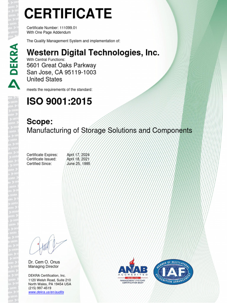 Iso-9001-2015 Western Digital | PDF | Evaluation Methods | Change ...