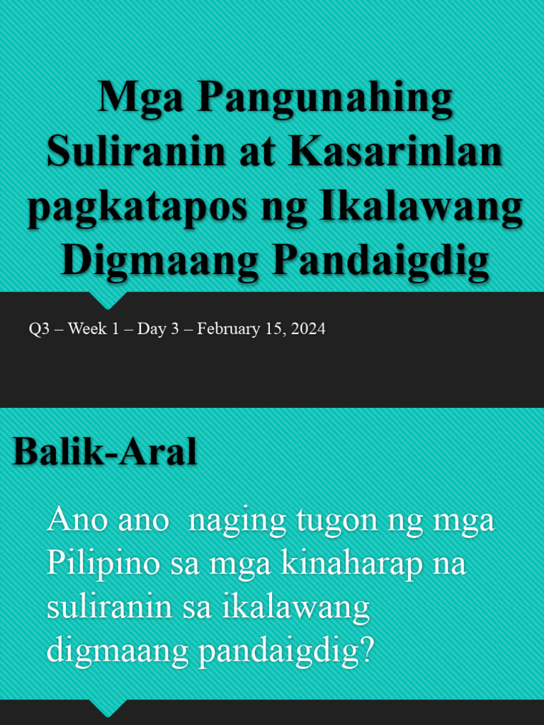 AP Q3 Week-1 Day-3 February-6-2024 | PDF