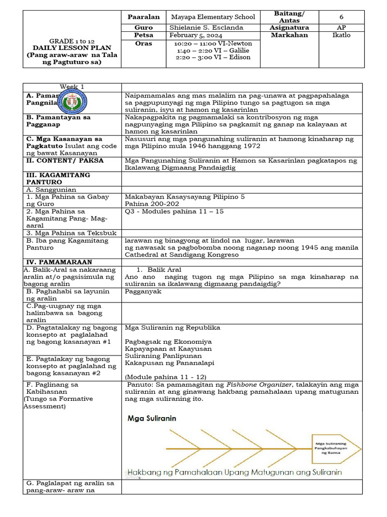 AP Q3 Week-1 Day-3 February-6-2024 | PDF