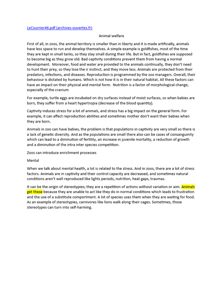 Animal Welfare | PDF | Zoo | Organisms