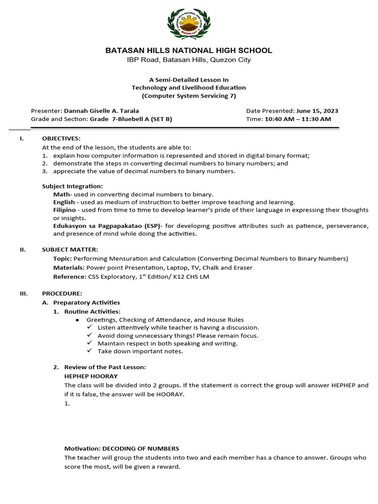 Computer System Servicing Lesson Plan | PDF | Creativity | Brainstorming
