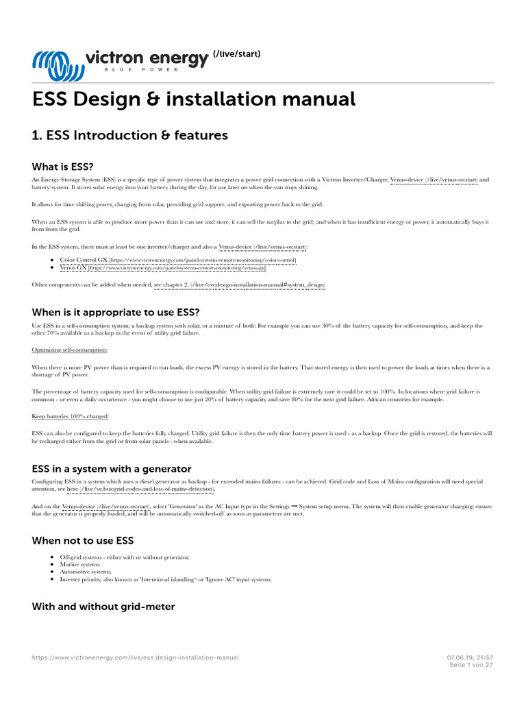 ESS Design & Installation Guide | PDF | Battery Charger | Power Inverter