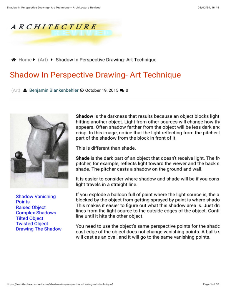 Shadow in Perspective Drawing - Art Technique - Architecture Revived | PDF