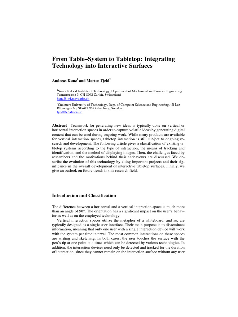 Chapter 3 From Table-System To Tabletop Integratin | PDF | Touchscreen | Graphical User Interfaces