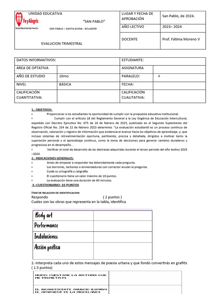 Examen de Eca 3 Parcial 10mo | PDF | Aprendizaje