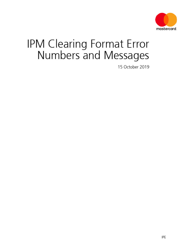 I PM Clearing Format Error Numbers and Messages 201910 | PDF | Code ...