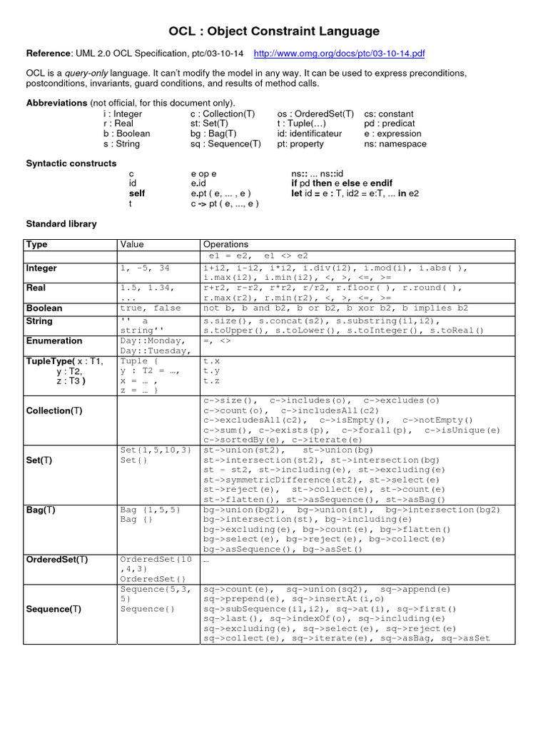UMLOCL Memo | Download Free PDF | Boolean Data Type | Reserved Word