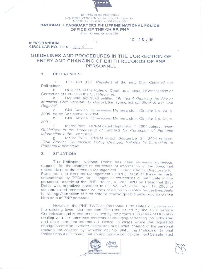 PNP MC 2010-019 | PDF