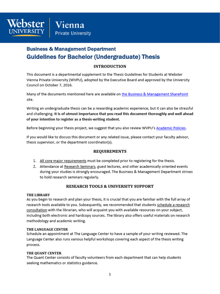 Bachelor Thesis Guidelines Overview | PDF | Thesis | Institutional ...