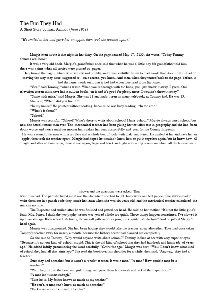 The Fun They Had | PDF