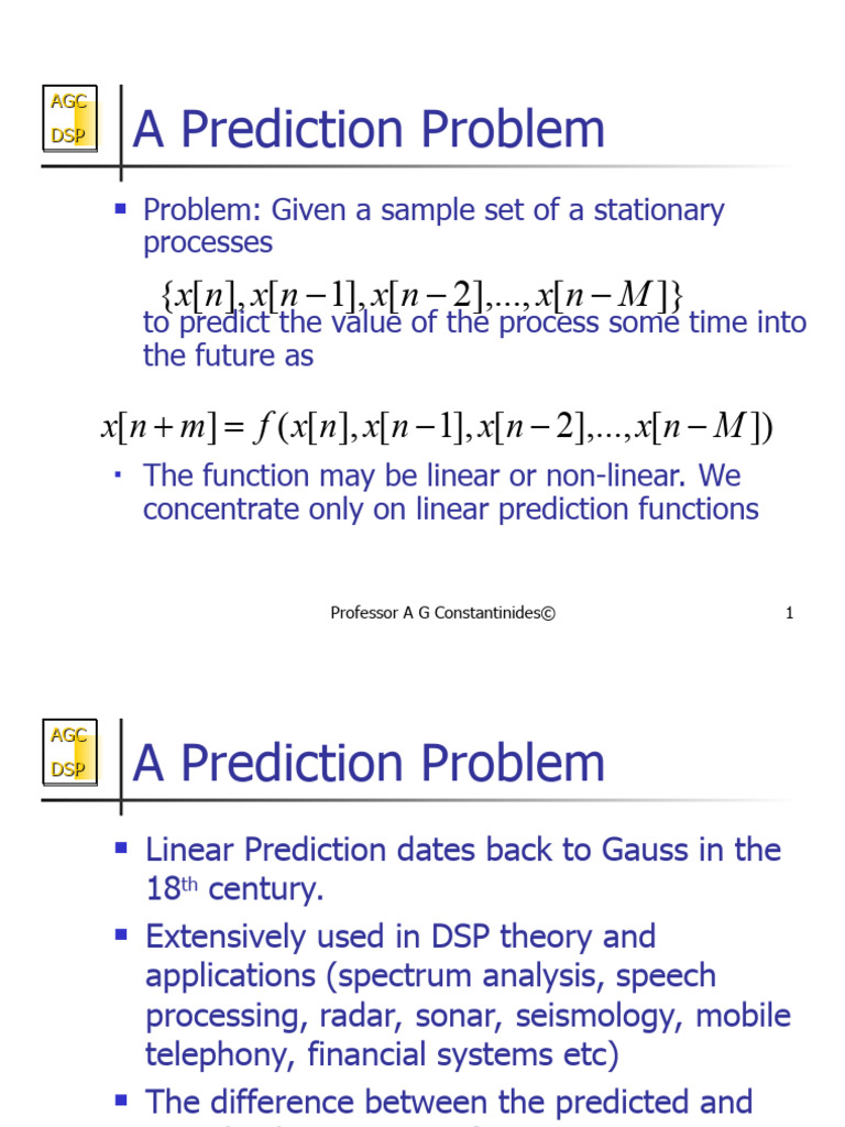 6 A Prediction Problem | PDF | Digital Signal Processing | Mathematical ...