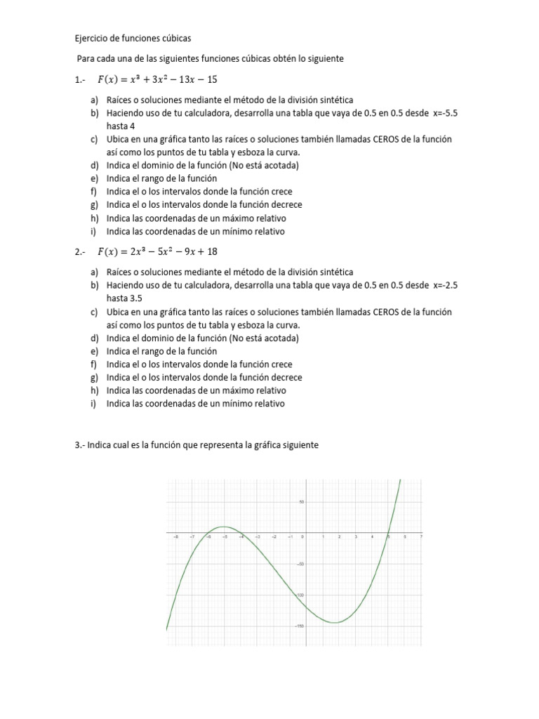 Ejercicio de Funciones Cúbicas | PDF