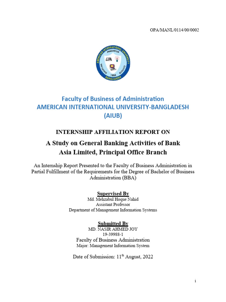 Md. Nasir Ahmed Joy - 19-39988-1 | PDF | Banks | Apprenticeship