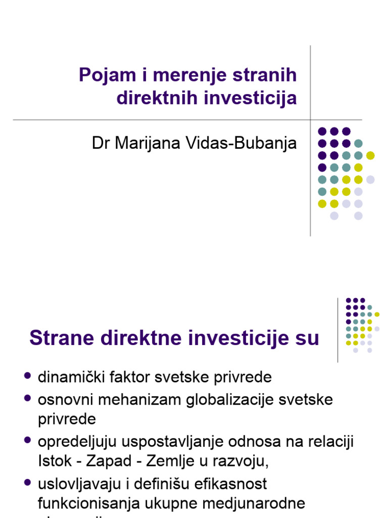 Pojam I Merenje Stranih Direktnih Investicija | PDF