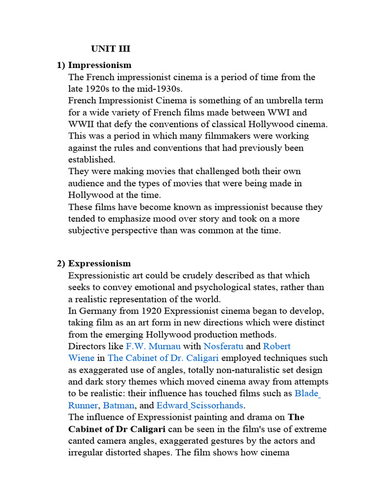 UNIT III- Film Studies | PDF | Surrealism