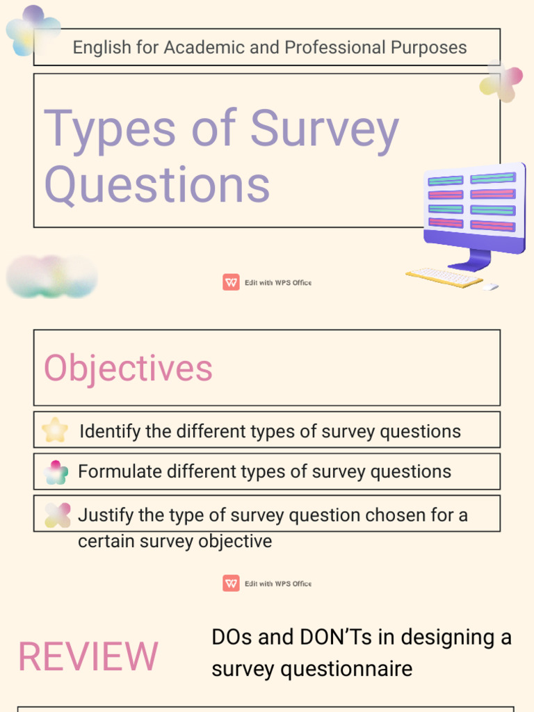 Types of Survey Questions Guide | PDF | Survey Methodology | Question