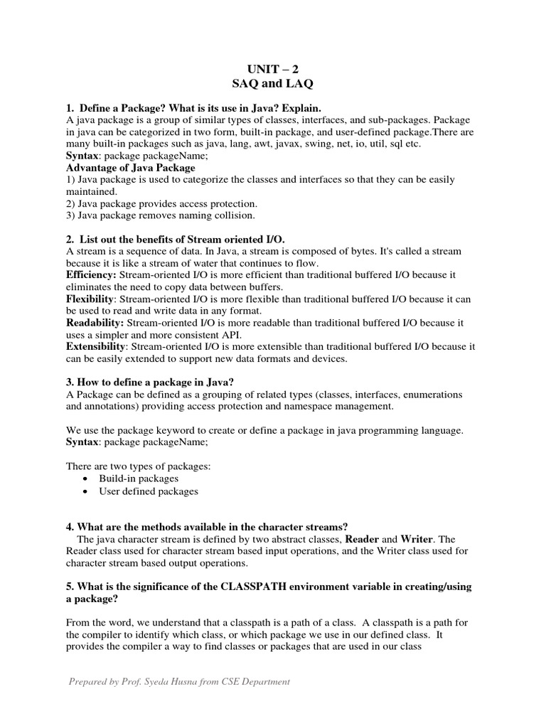 Unit-2 SAQ N LAQ | PDF