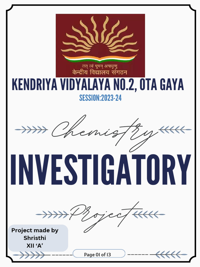 Class 12 Chemistry Project | PDF | Pesticide | Chemistry