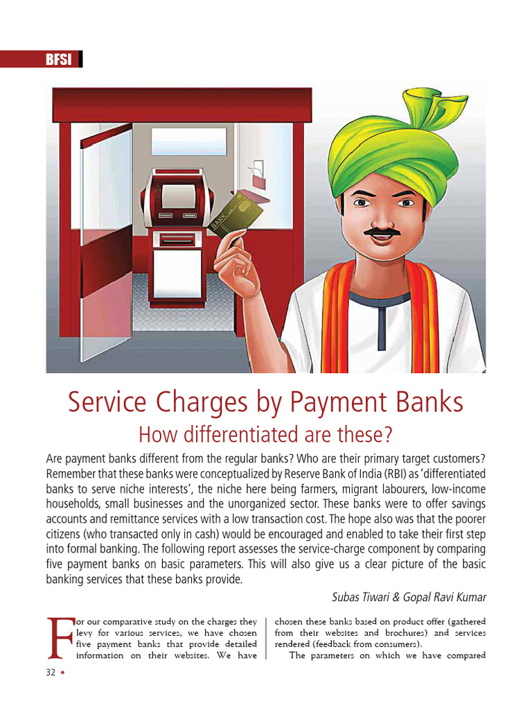 Payment Banks: Service Charges Overview | PDF | Banks | Reserve Bank Of ...