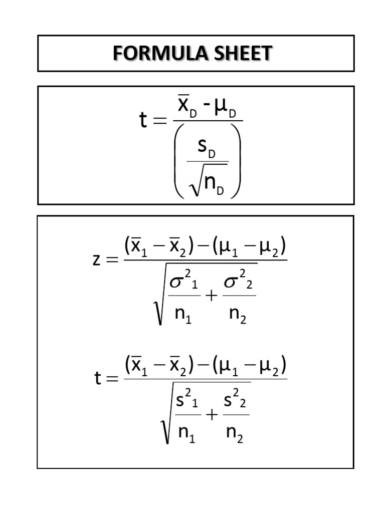 Unit 4 - Formula Sheet | PDF