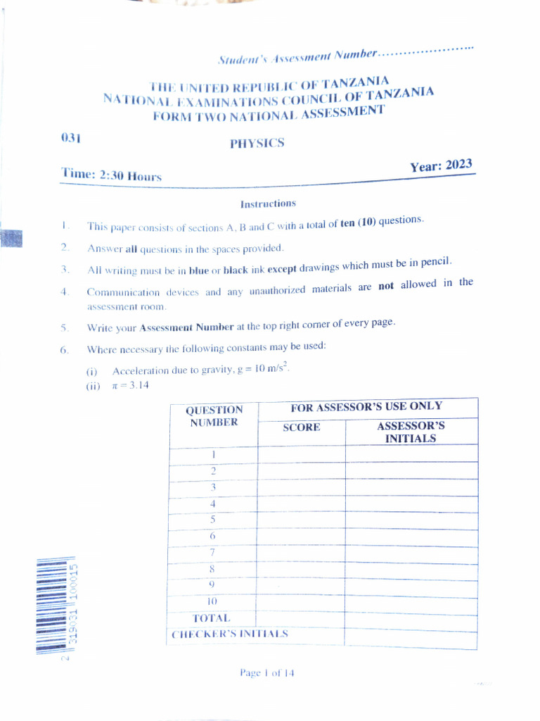 Physics F2 2023 | PDF | Force | Mass