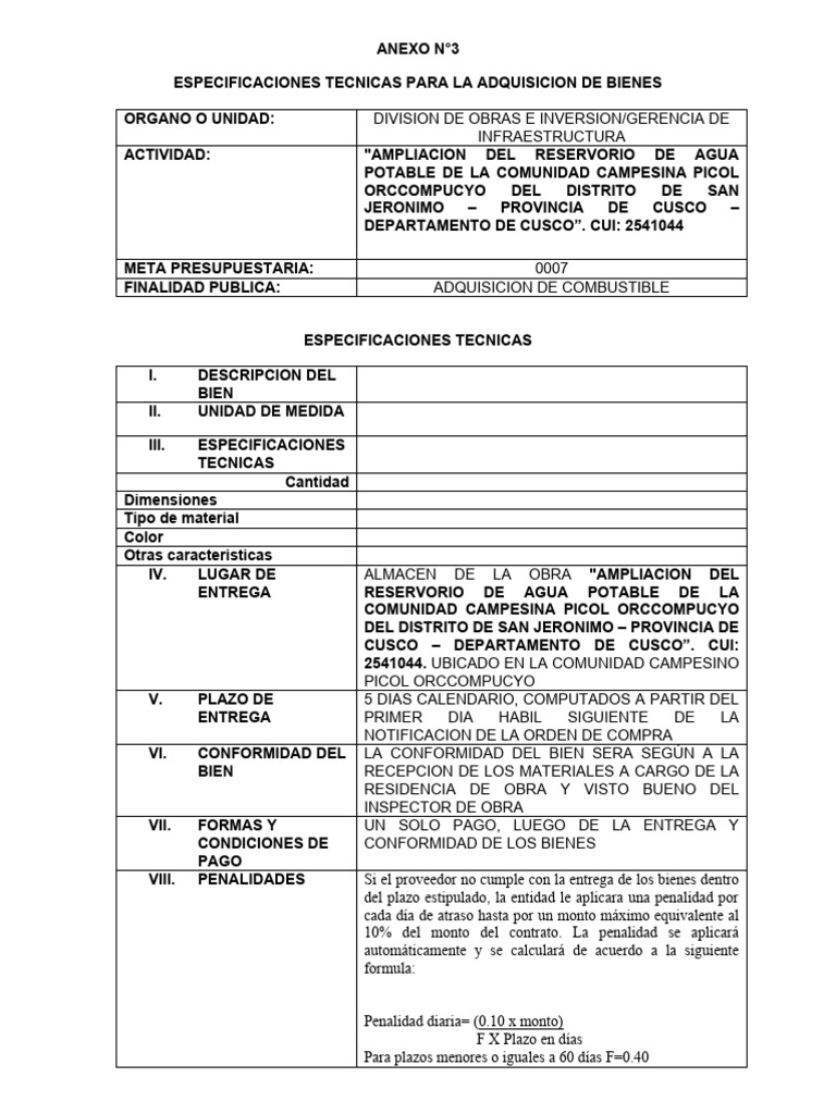 Formato de TDR Bienes | PDF | Economias