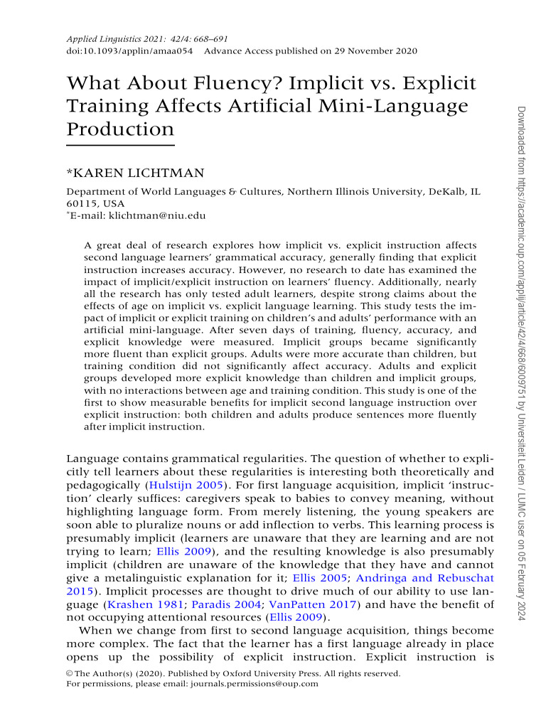Lichtman (2020) | PDF | Fluency | Second Language Acquisition