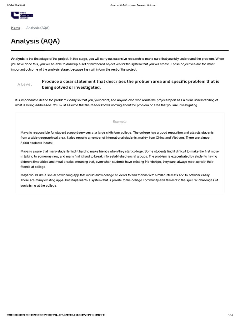 Analysis (AQA) - Isaac Computer Science | PDF | Career & Growth | Art