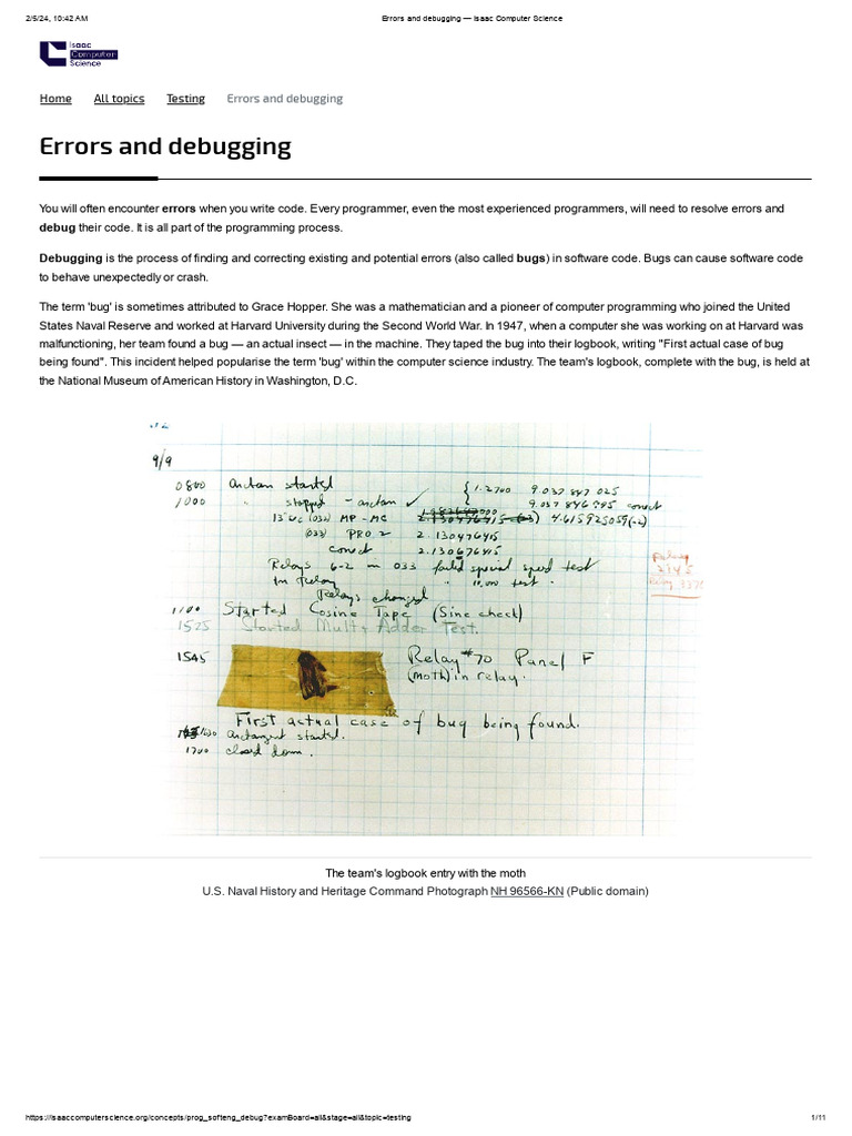 Errors and debugging — Isaac Computer Science | PDF | Programming ... Errors and debugging — Isaac Computer Science | PDF | Programming ...