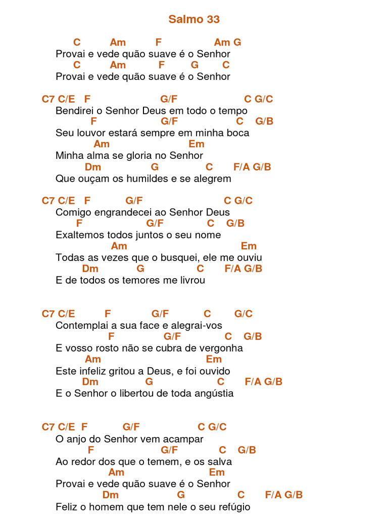 Salmo 33 - Provai e Vede Quão Suave É o Senhor | PDF