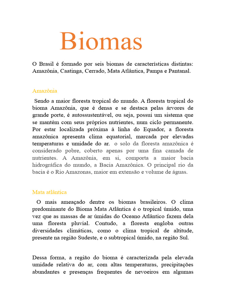 Biomas | PDF | Floresta Amazônica | Florestas
