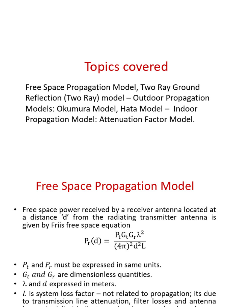 Free Space and Propagation Models Overview | PDF | Antenna (Radio ...
