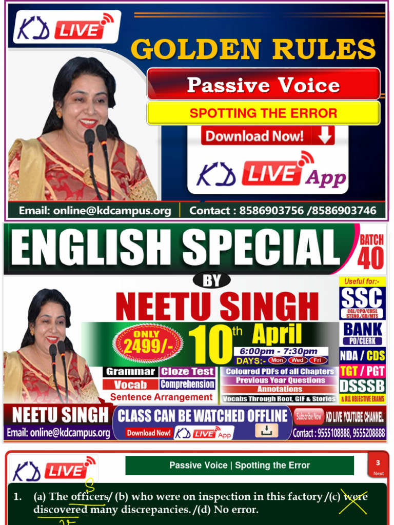 Chapter - 5 Passive Voice (Common Error Vol-1) | PDF | Perfect (Grammar ...
