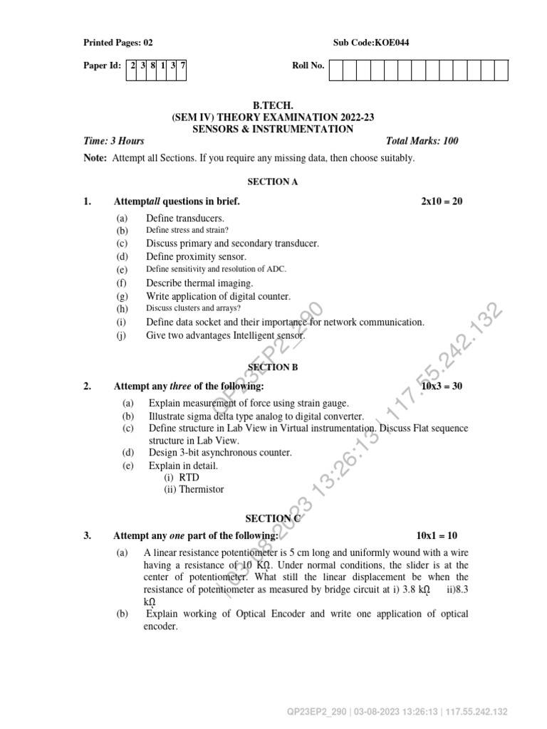 Sensors Instrumentation Koe 044 | PDF | Electrical Resistance And Conductance | Sensor